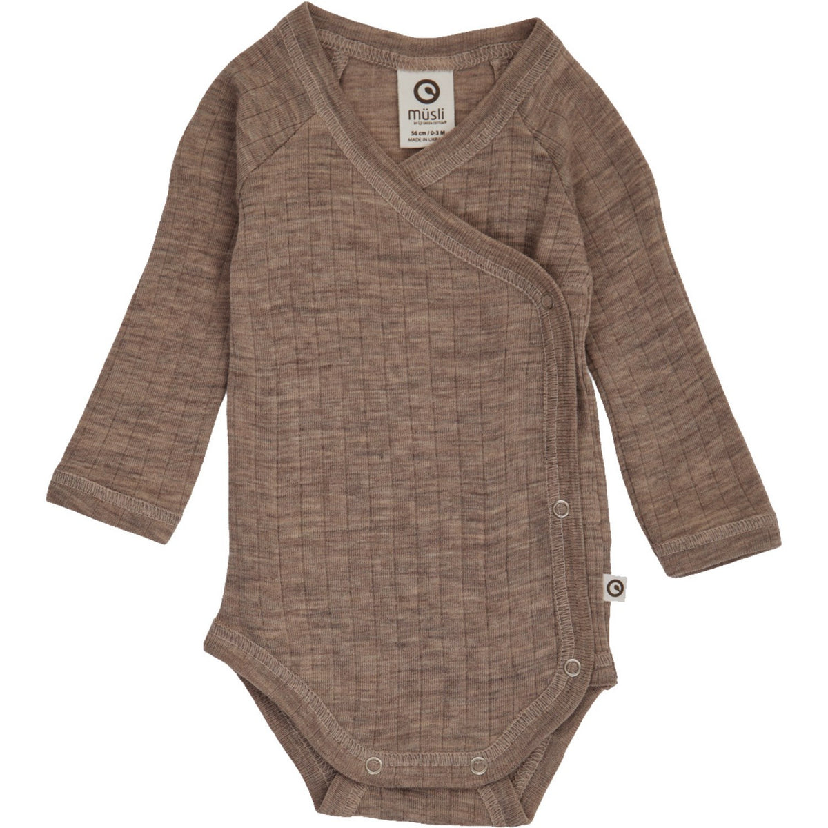 Kjøp Müsli Walnut Melange Woolly Rib Omslags L/S Body | Luksusbaby